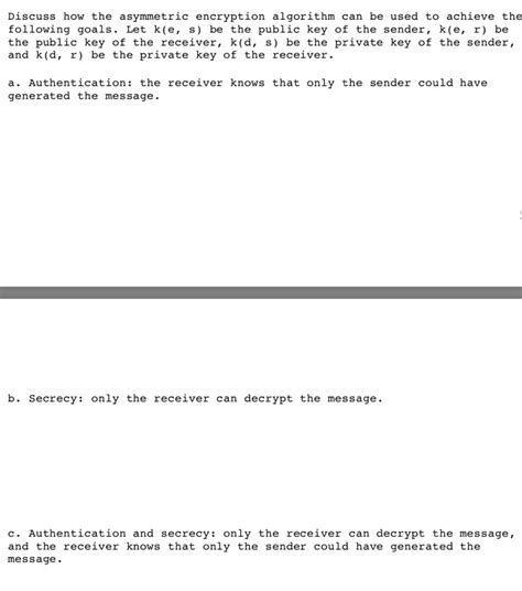 Solved Discuss How The Asymmetric Encryption Algorithm Can Chegg
