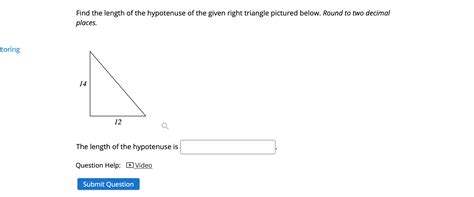 Solved Find The Length Of The Hypotenuse Of The Given Right Chegg