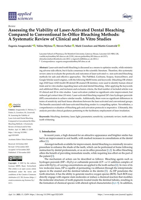 Pdf Assessing The Viability Of Laser Activated Dental Bleaching Compared To Conventional In