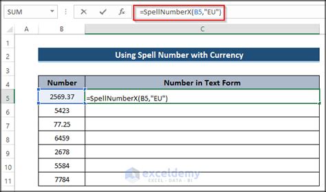 How To Use Spell Number In Excel 2 Methods