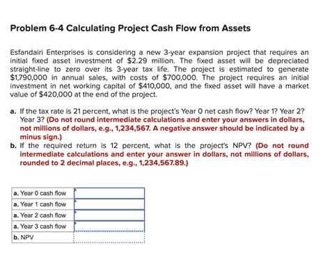 solved problem 6 4 calculating project cash flow from assets
