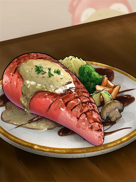 Wldud9 9 Slowpoke Nintendo Pokemon Commentary Request Highres Broccoli Food Food Focus