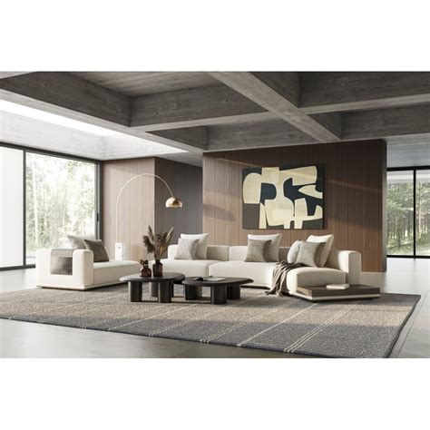 Lamod Lamod Siret Modern Ivory Fabric Modular Sectional W Coffee