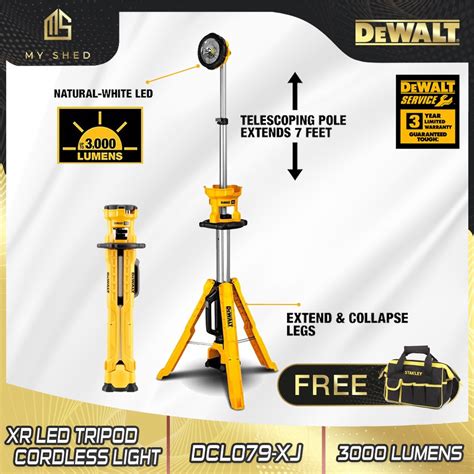 Dewalt Dcl079 18v 20v Max Cordless Tripod Light 3000lm Ip55 Bare Unit