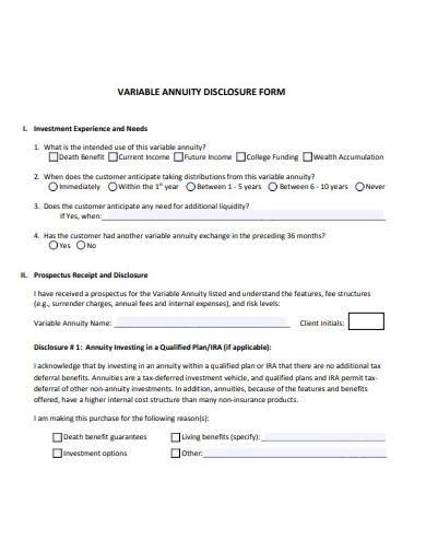 Free 10 Annuity Disclosure Form Samples And Templates In Pdf