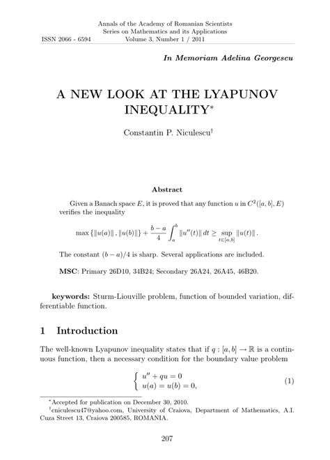 Pdf A New Look At The Lyapunov Inequality