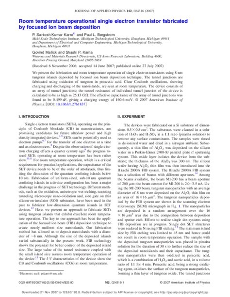 Pdf Room Temperature Operational Single Electron Transistor Fabricated By Focused Ion Beam
