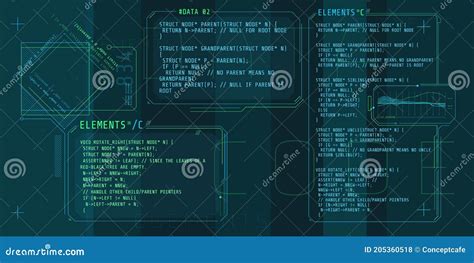 Hud Interface Elements With Part Of The Code C Stock Vector Illustration Of Fragment