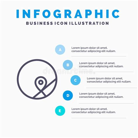 Basic Map Location Map Line Icon With 5 Steps Presentation Infographics Background Stock