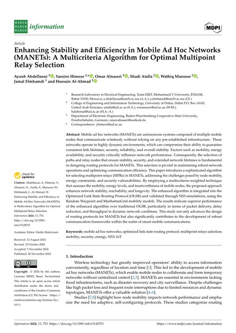 Pdf Enhancing Stability And Efficiency In Mobile Ad Hoc Networks