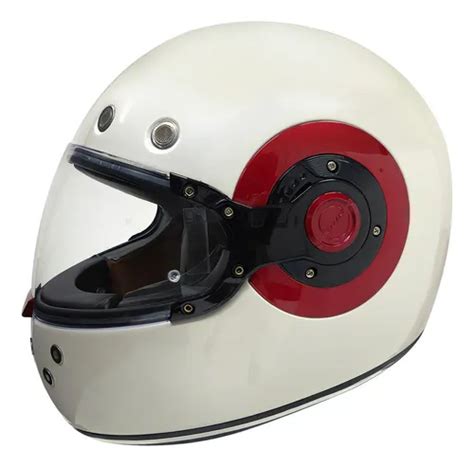 Capacete De Motocicleta Smk El Dorado Vintage Ruby Type Integral Cor Branco Vermelho Capacete De