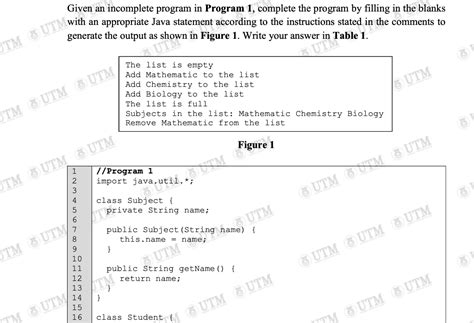 Solved Given An Incomplete Program In Program 1 Complete