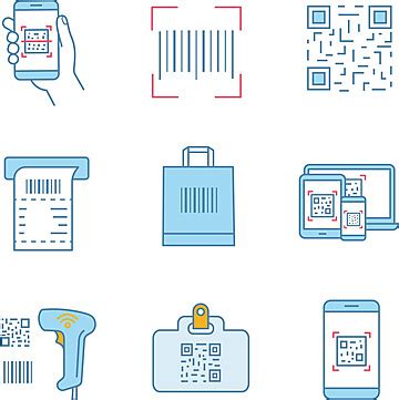 Barcodes Color Icons Set Drawing Pack Handheld Vector Drawing Pack Handheld PNG And Vector
