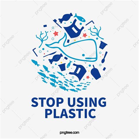 플라스틱 일러스트 사용 중지 플라스틱 바다를 보호 일회용품 Png 일러스트 및 Psd 이미지 무료 다운로드