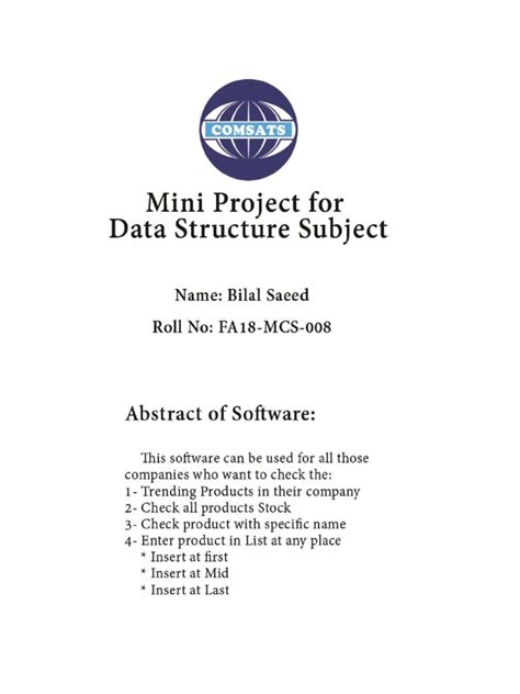 Mini Data Structure Project Pdf Computer Programming Software