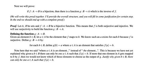 Solved Next We Will Prove If F A B Is A Bijection Then