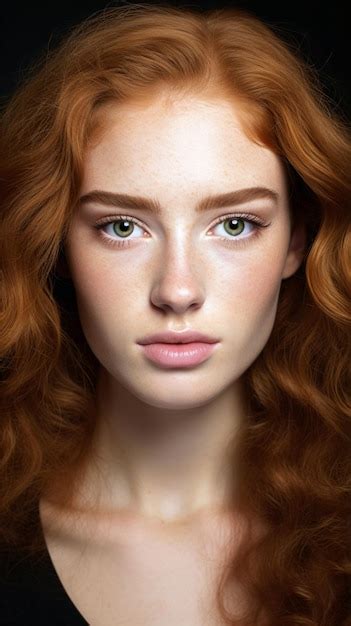 Premium Ai Image Redhair Woman With Green Eyes Generated By Ai