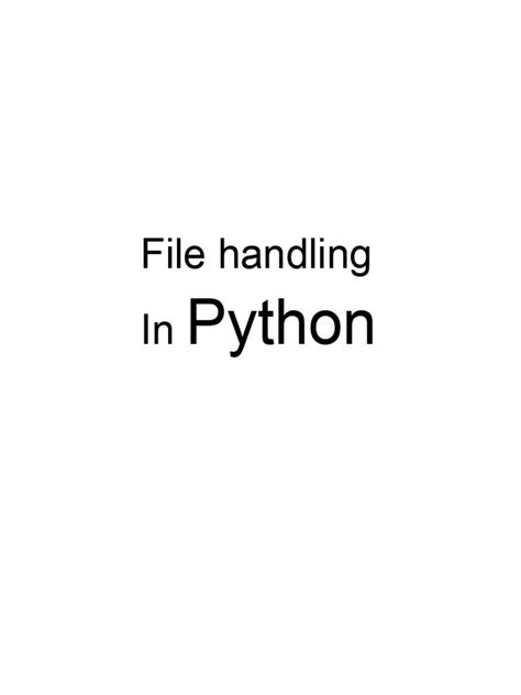 File Handling In Python Pdf Computer File Python Programming