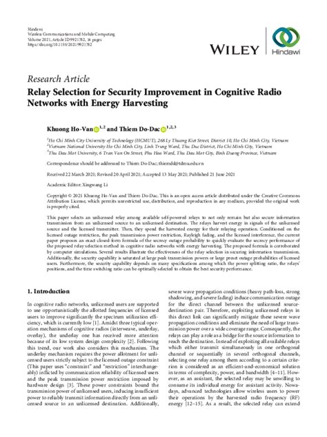 Pdf Relay Selection For Security Improvement In Cognitive Radio