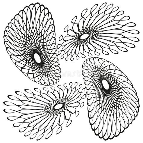 Spirograph Pattern Shape Black Curve Decoration Vector Line Spiral