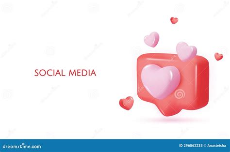 3d Vector Icon Message Dialog Button With Heart Realistic Elements For Design Stock