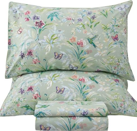 Qsh 100 Egyptian Cotton Sheets Twin Size Green Flower