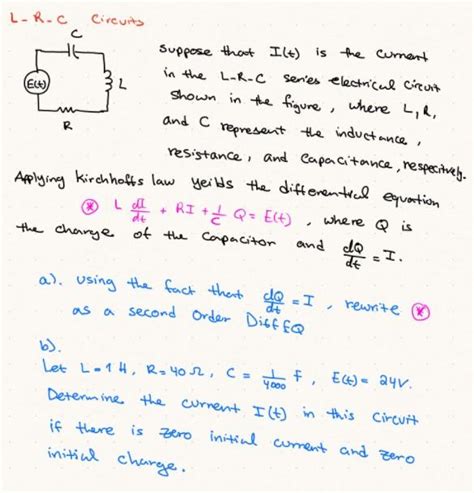 Solved LR C Circuits Suppose That Ilt Is The Current Wu R Chegg Com