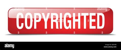 copyrighted red square 3d realistic isolated web button stock vector
