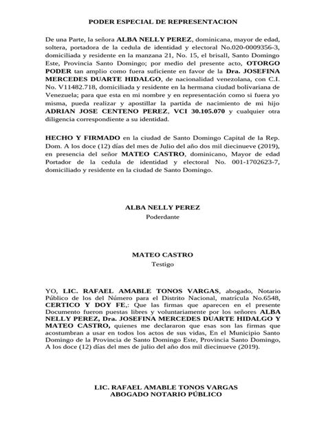 Poder De Representacion Y Autorizacion Especial Pdf