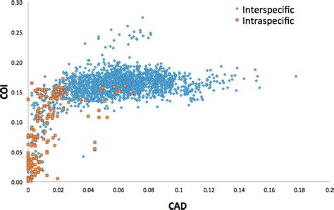 Pairwise Uncorrected P Intra And Interspecific Distances For Coi