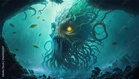 Eldritch Abomination Rising From The Depths Of The Ocean The