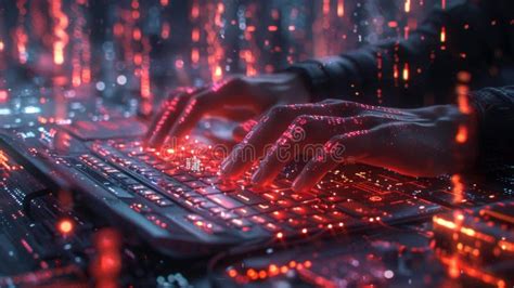 Hacker Typing On Keyboard Cybersecurity Concept Generative Ai Stock