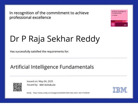 Successfully Completed Ai Fundamentals Learning Path From Ibm Dr P