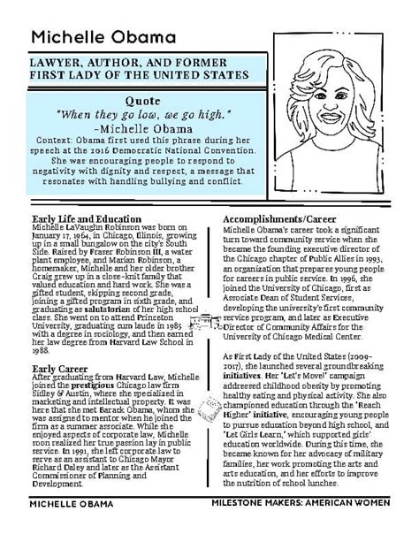 Michelle Obama Biography And Readers Theater Comprehension Sub