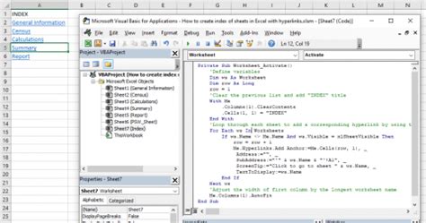 How To Create Index Of Sheets In Excel With Hyperlinks