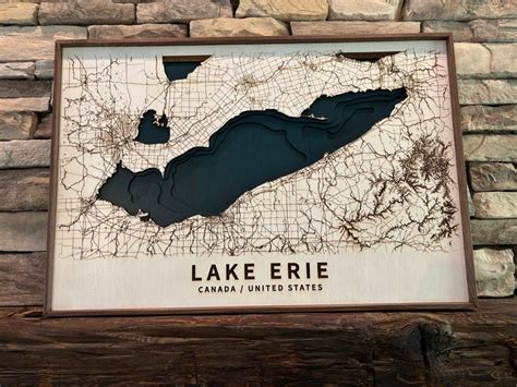 Customizable Large Erie Lake Depth Map Etsy