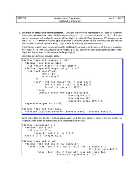 Spring 2017 Problem Set 08 Solutions Cse1729 Introduction To