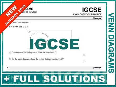 Igcse 9 1 Exam Question Practice Venn Diagrams Teaching Resources