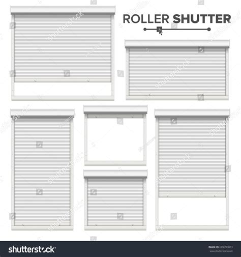 White Roller Shutters Vector Window Door Stock Vector Royalty Free