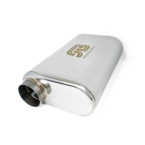 Stainless Bros 25in X 17in Oal Ss304 Thin Oval Muffler 25in Offset