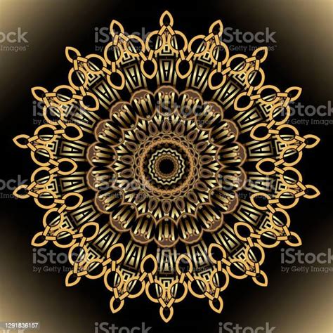 그리스 라운드 골드 만다라 벡터 장식 고급 배경 방사형 패턴 프레임 체인 꽃 잎 원 모양과 아름다운 장식 민족 지그재그 장식 그리스 어 키 Meanders 0명에 대한 스톡