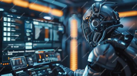 Premium Photo A Robot In A Cockpit With The Lights On