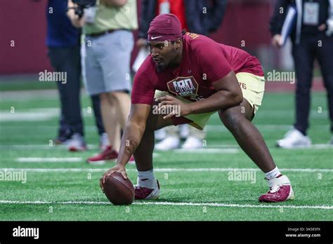 Florida State Offensive Lineman Darius Washington Runs A Drill At The