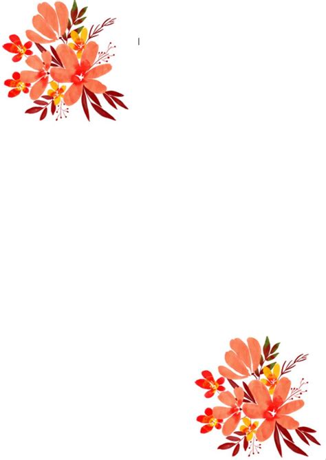 Orange Floral Printable Stationary Pdf A4 Etsy