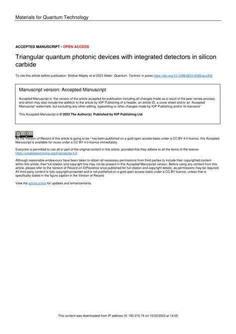 Pdf Triangular Quantum Photonic Devices With Integrated Detectors In