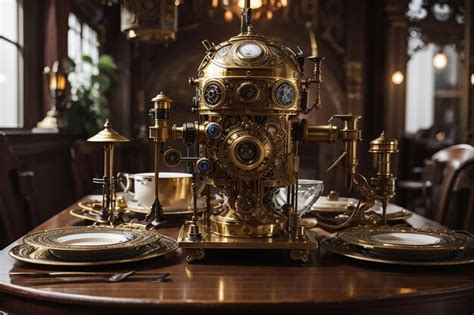 Neo Victorian Steampunk Dining Brass Gadgets Vintage Gears And