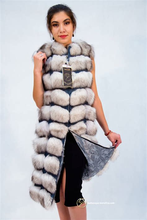 Жилетка з песця Пелан стильний та подовжений виріб для жінок віком