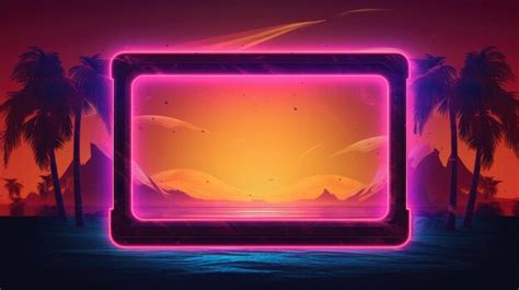Premium Photo Glowing Neon Rectangle Frame Over Abstract Landscape Generative Ai Weber