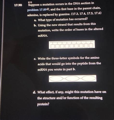 Solved 17 90 615 Suppose A Mutation Occurs In The Dna