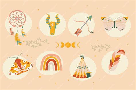Free Vector Detailed Boho Element Collection